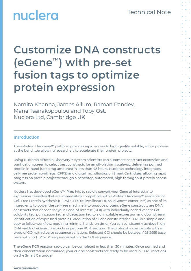 eProtein Discovery Cell Free Protein Expression | Nuclera